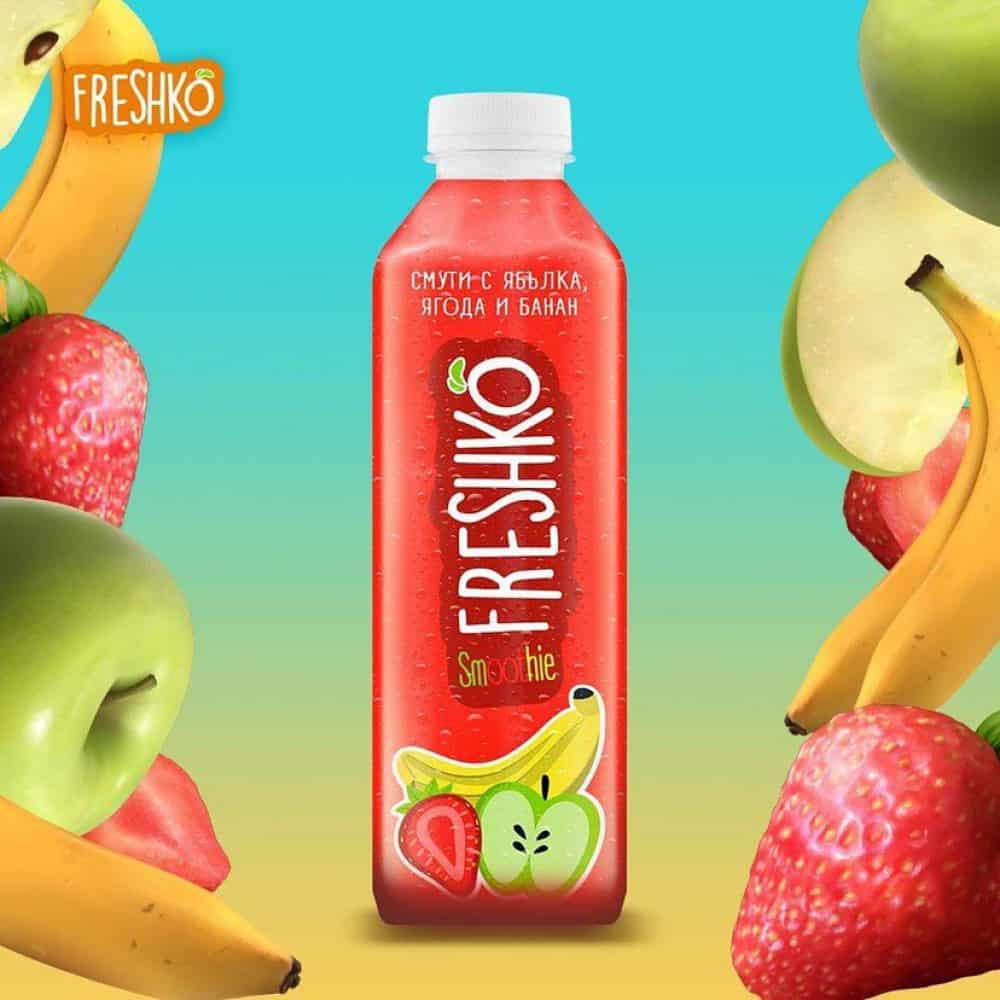 Смути Freshko ябълка, банан, ягода 330 мл ᐉ Бързо и лесно онлайн - BulMag